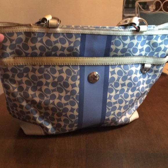 Coach | Bags | Coach Chelsea Heritage Leather Blue And White M93f15137 ...